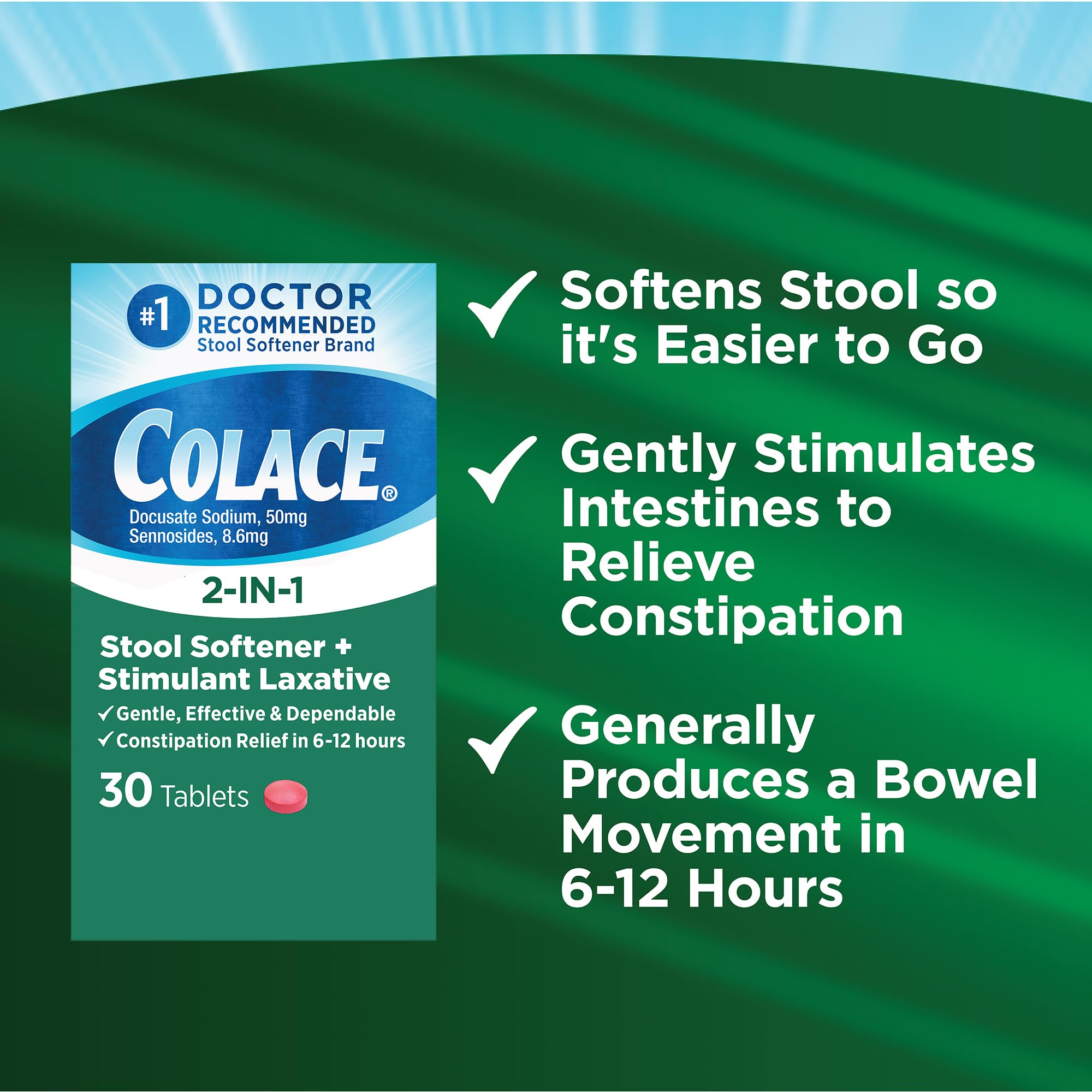 Mua Colace 2-In-1 Stool Softener & Stimulant Laxative Tablets, Gentle ...