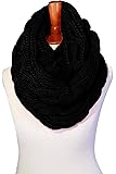 NEOSAN Womens Thick Ribbed Knit Winter Infinity Circle Loop Scarf Black ...