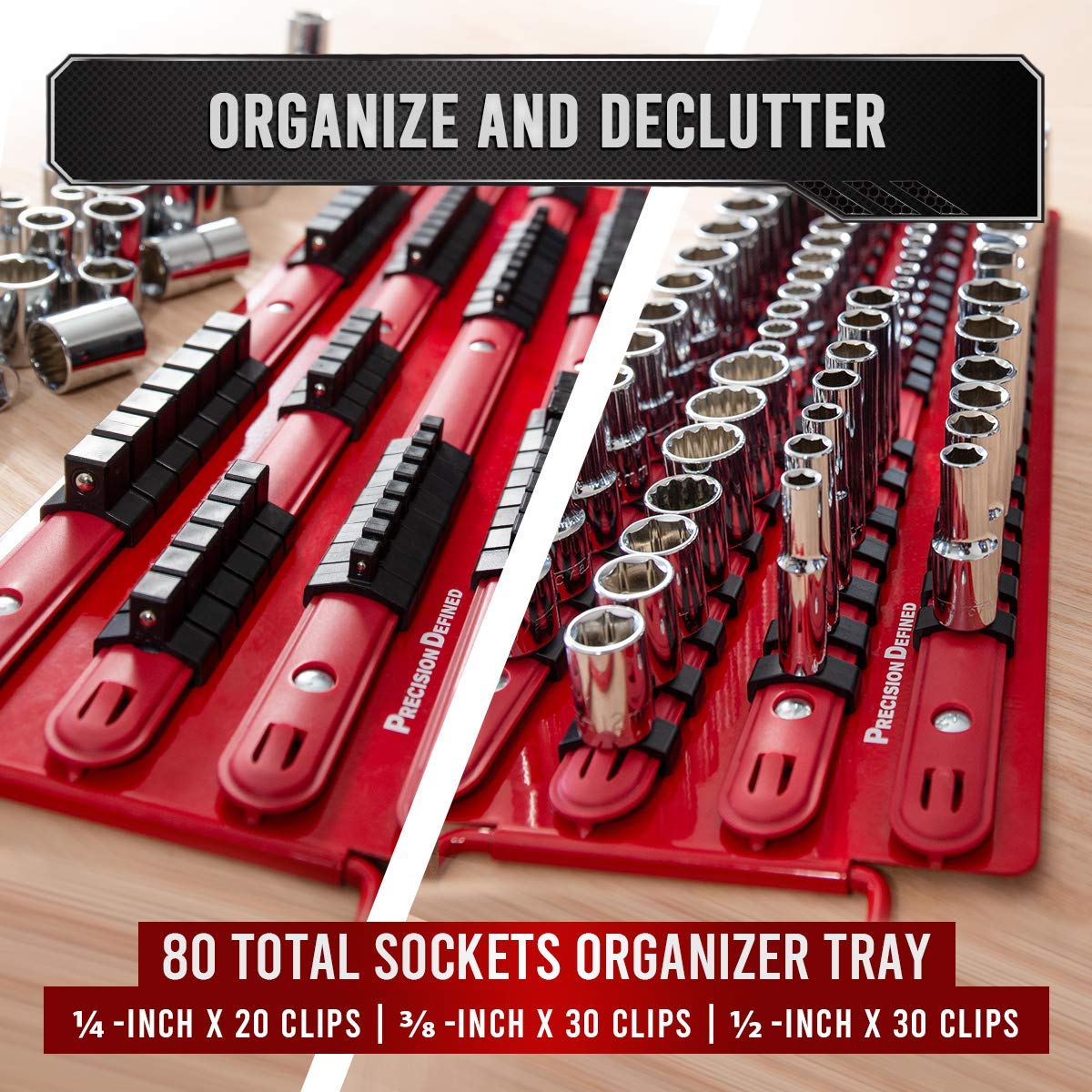 Mua Precision Defined Portable Tool Socket Organizer Tray, 80 Sockets ...