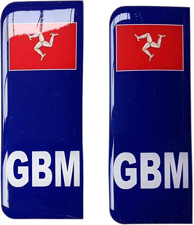 Isle of Man Number Plate Sticker Decal GBM Manx Flag Badge 3d Resin Gel ...