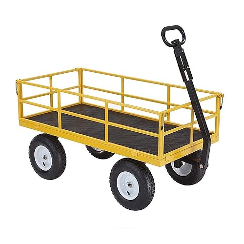 Gorilla Carts Steel Utility Cart, 7 Cubic Feet Garden Wagon Moving Cart ...