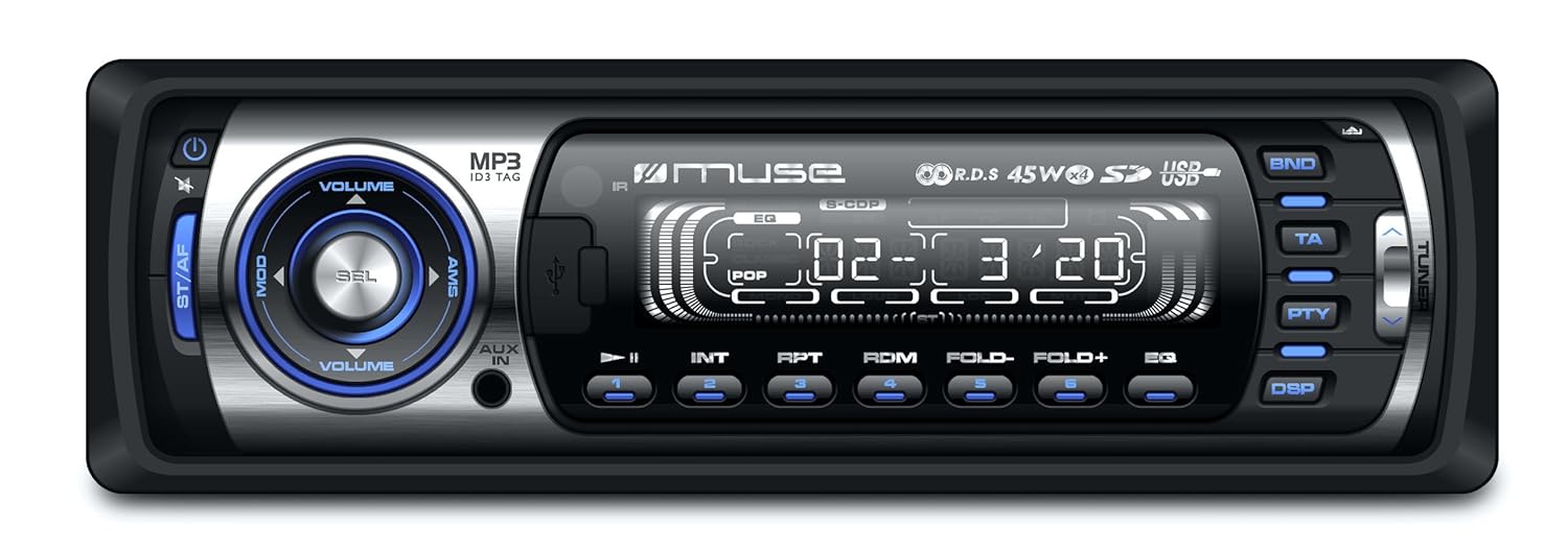 Muse M-100 MR Autoradio mp3 4 x 45 W Port USB/SD Noir/argent: Amazon.fr ...