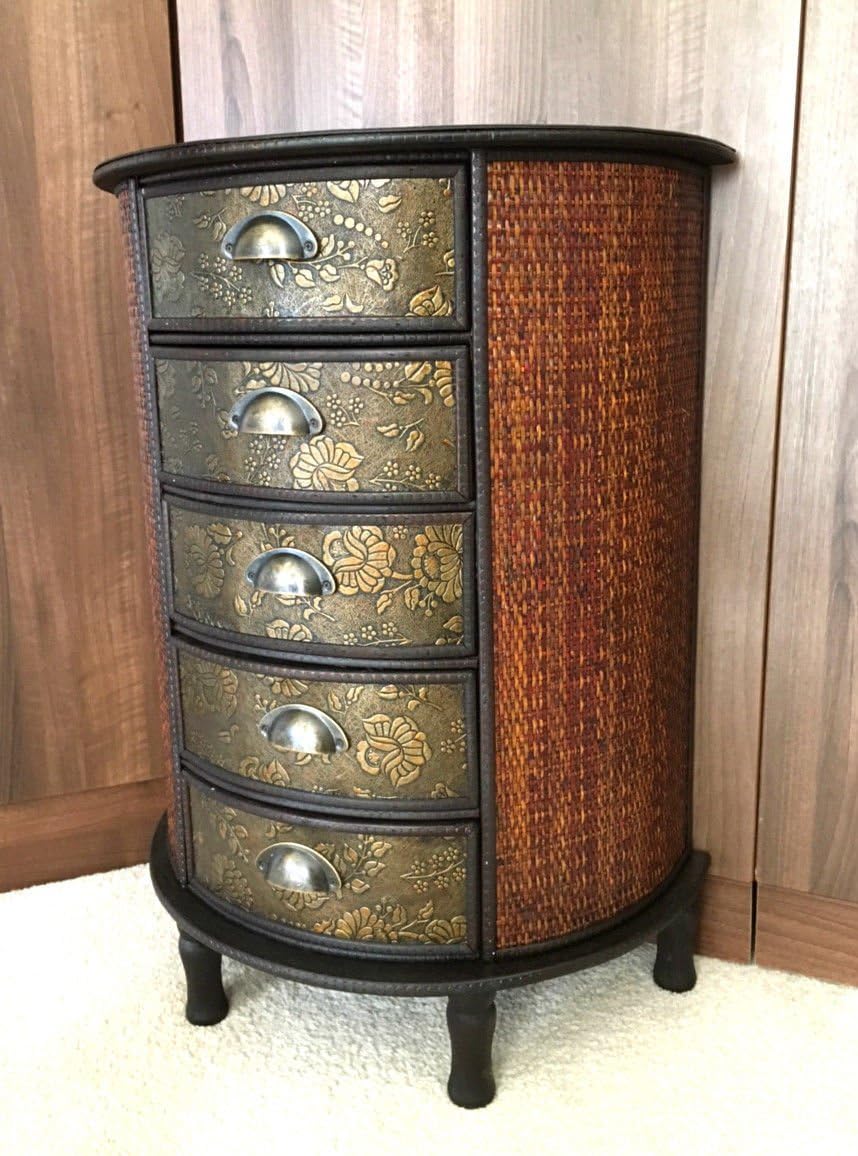 Home Delights Chinese 5 Drawer Dark Wood Storage Unit Cabinet Oriental ...