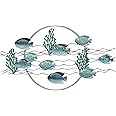 Amazon.com: With the Waves School of Fish Undersea Metal Wall Sculpture ...