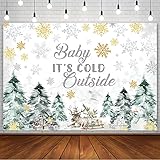 Amazon.com : Mocsicka Winter Baby Shower Backdrop Green Pine Tree Mountain Wilderness Woodland ...
