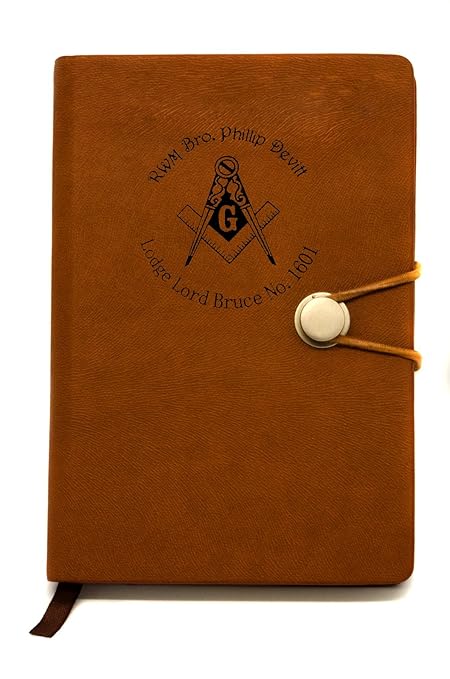 Personalised Tan PU Leather Effect Masonic With G Notebook Pad, Travel ...