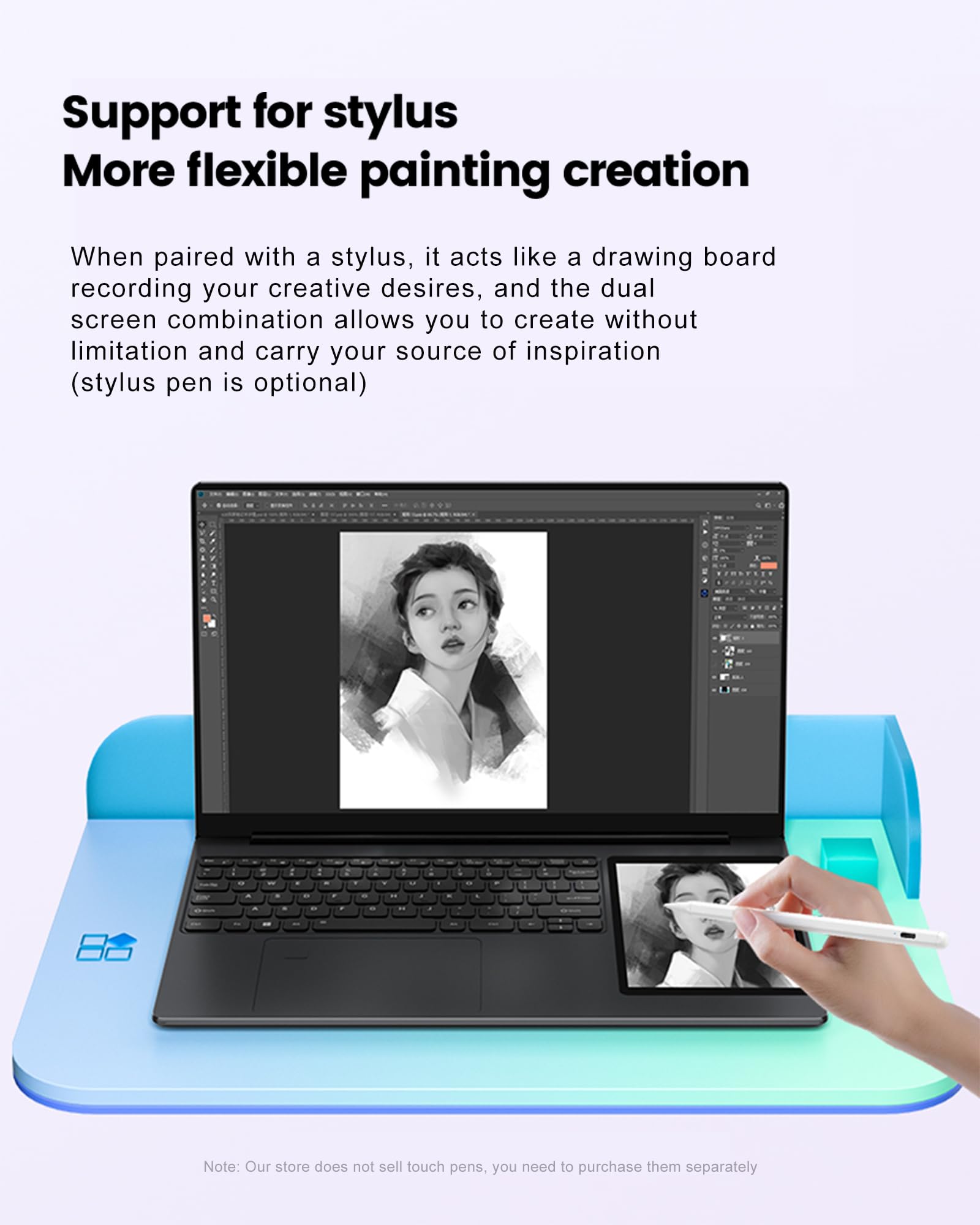 Mua Tuofudun 15.6 inch Dual Screen Ultrabook Laptop, 7 inch Touch ...