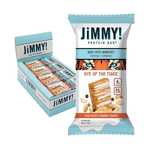 JiMMYBAR! - Eye Of The Tiger Caramel Chocolate Peanut Protein Bars ...