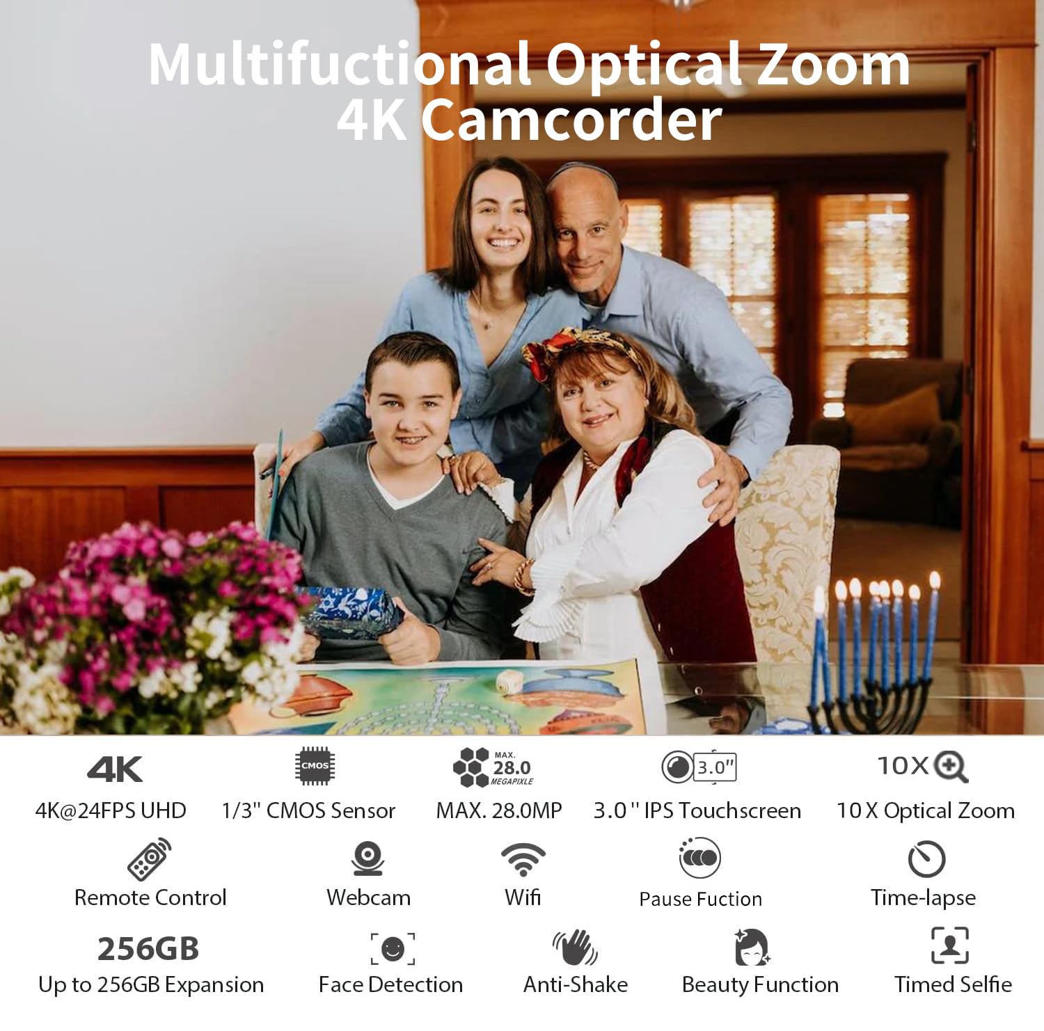 ORDRO 4K Video Camera Camcorder 10X Optical Zoom 120X Intelligent Zoom ...