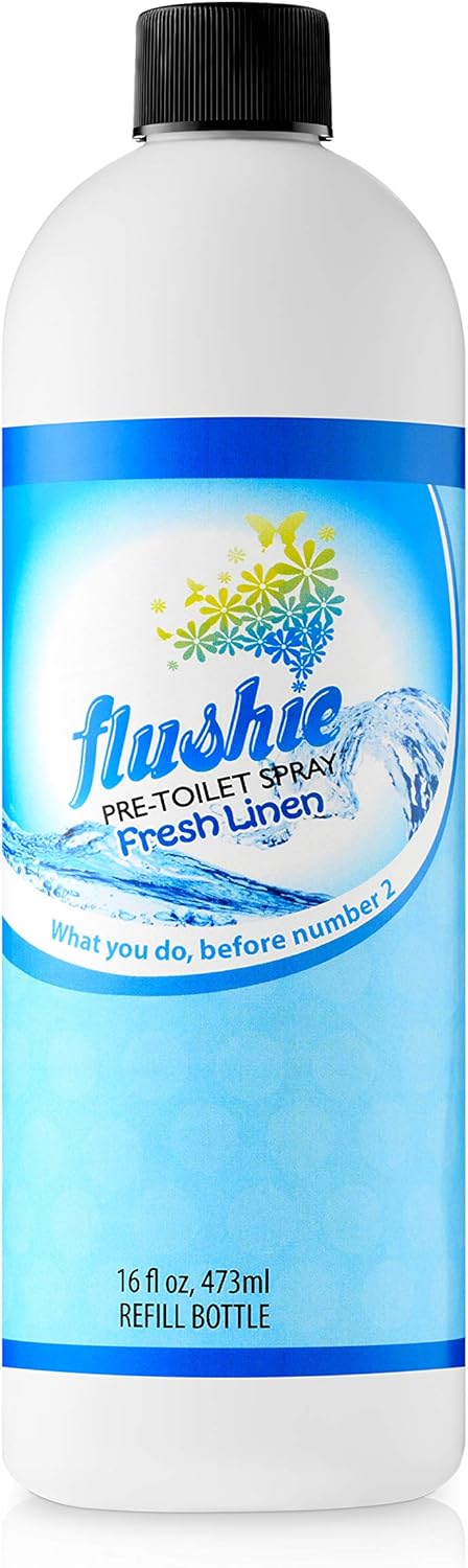 Amazon.com: Flushie Pre-Toilet Sprays 16 oz Fresh Linen Scent Bathroom ...