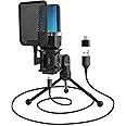 Amazon.com: Bluelly Computer Microphone for Gaming, USB Mic with RGB ...