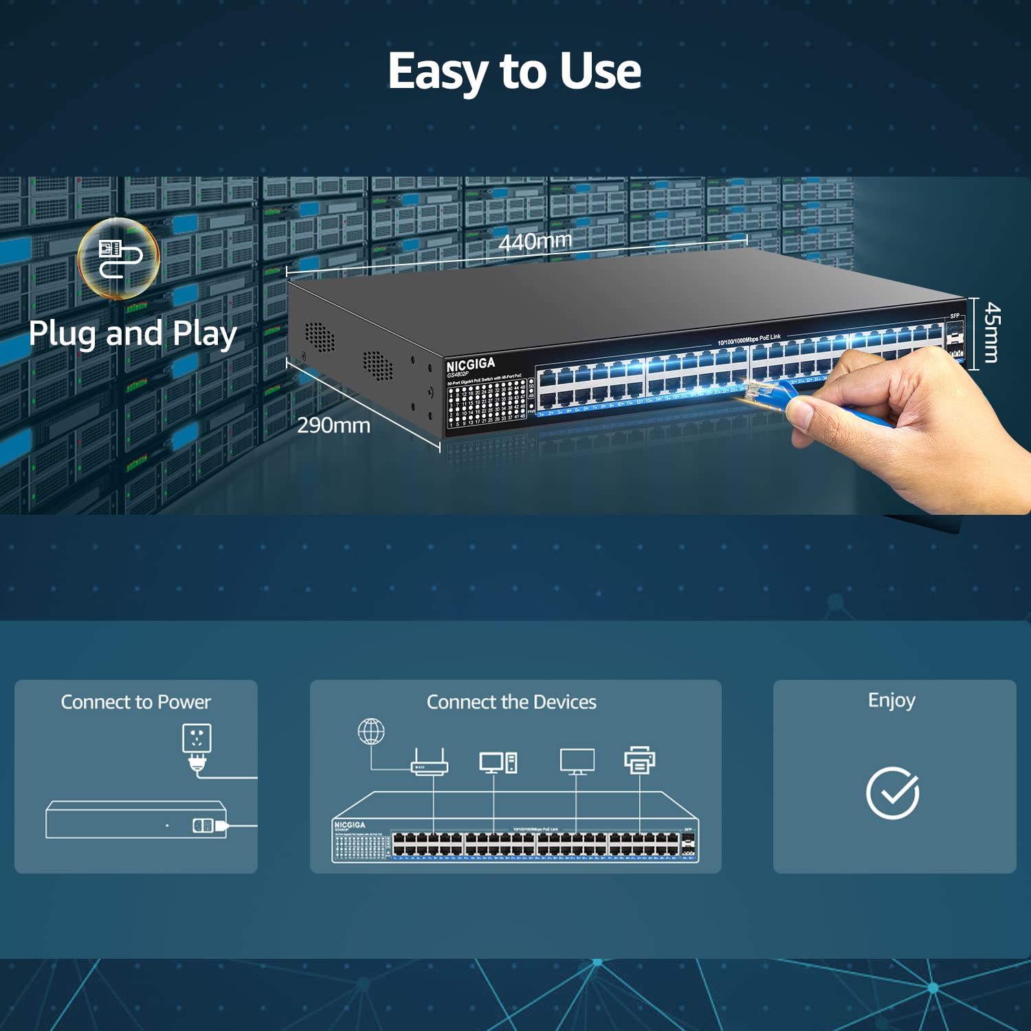 Mua 48 Port Gigabit Ethernet Switch Unmanaged + 2 x 1G SFP Port ...