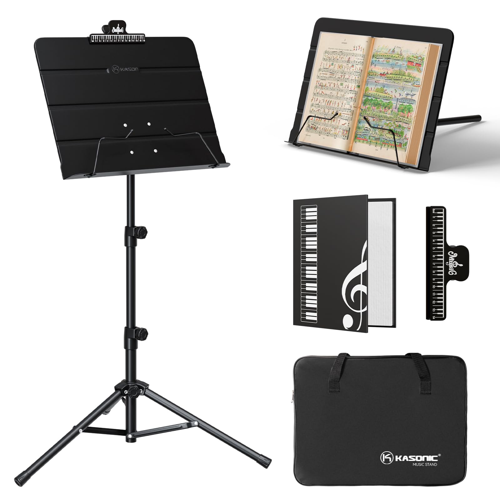 K KASONIC - Dual-Use Folding Sheet Music Stand & Desktop Book Stand ...