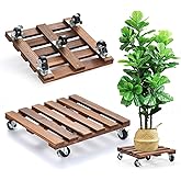 Amazon.com: Tessco 6 Pcs Square Wood Plant Stand with Wheels Heavy Duty ...