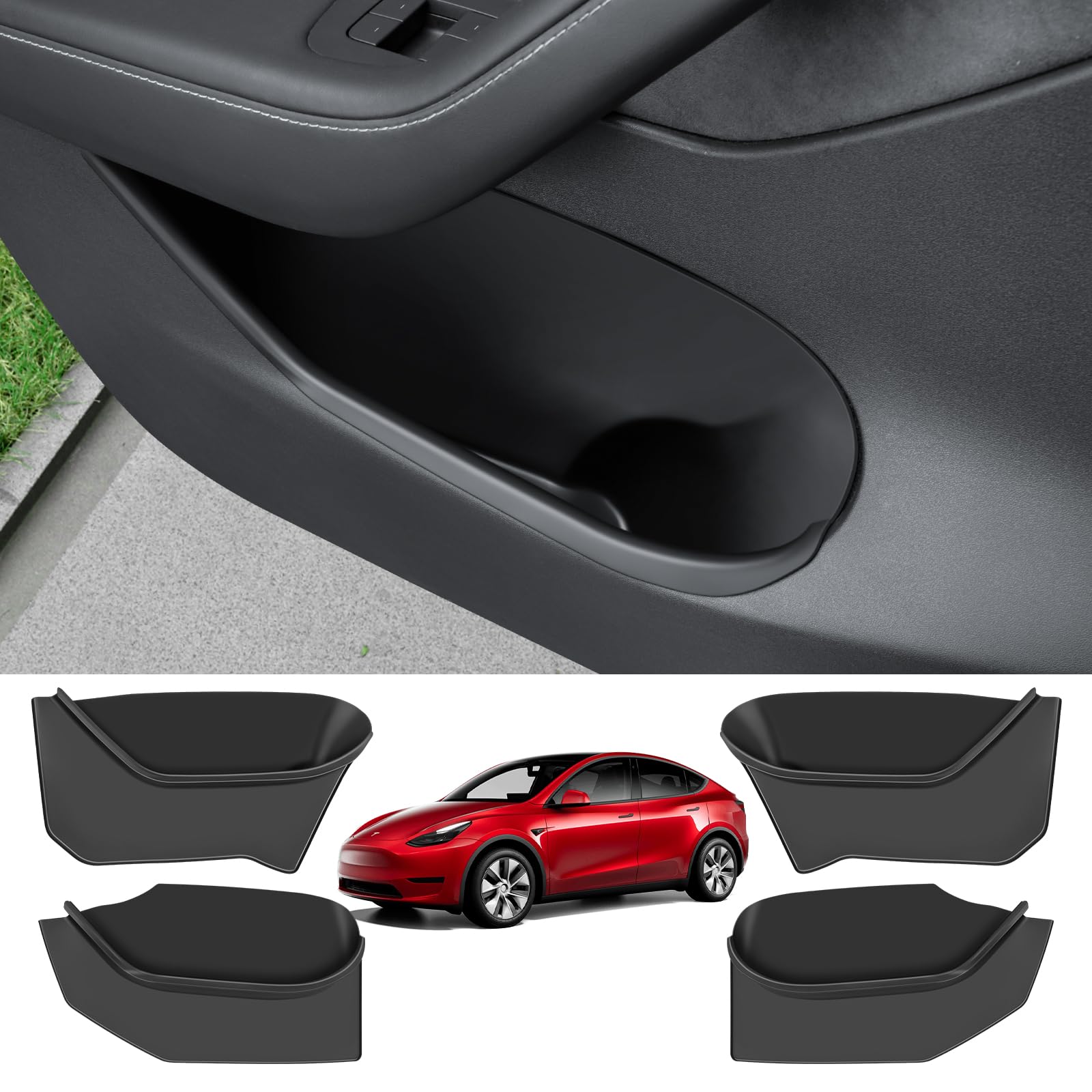 KUNIST 4PCS Door Side Storage Box for Tesla Model Y Door Protector ...