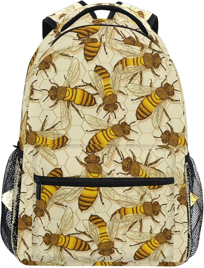 Honey Bees In A Honeycomb Backpacks Travel Laptop Daypack School Bags ...