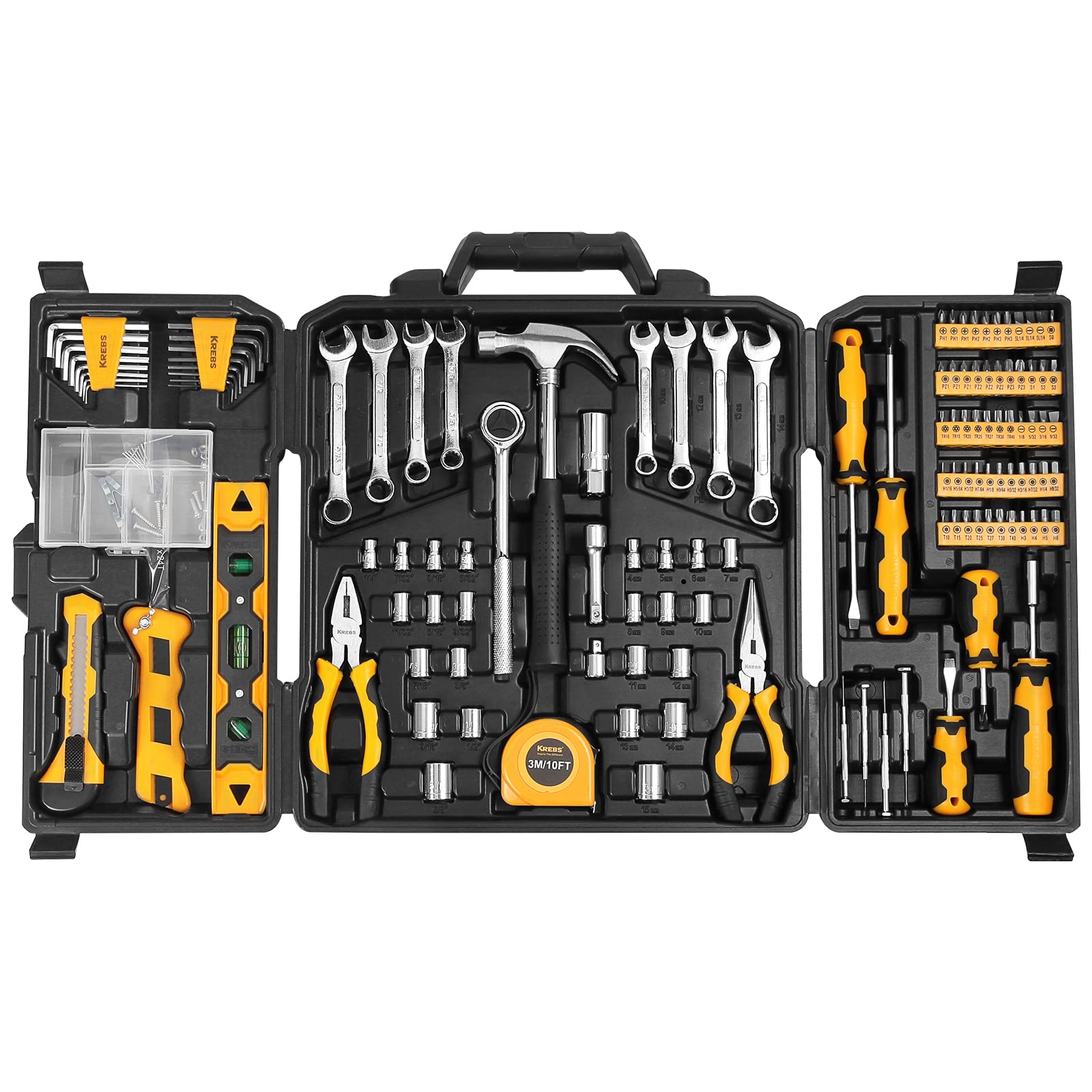 KREBS 168 Piece Hand Tool Kit and Tool Set, General Household Hand Tool ...