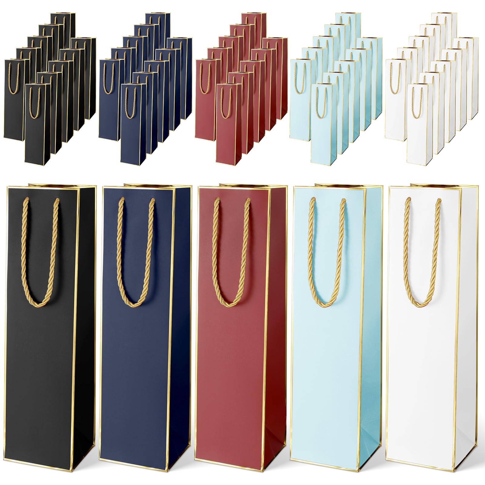 Fumete 50 Pack Wine Bottle Gift Bags Paper Wine Gift Bags Bulk 13.8x3 ...