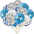 Amazon.com: 17th Birthday Balloons, Pack of 20 Blue Silver Happy 17th ...