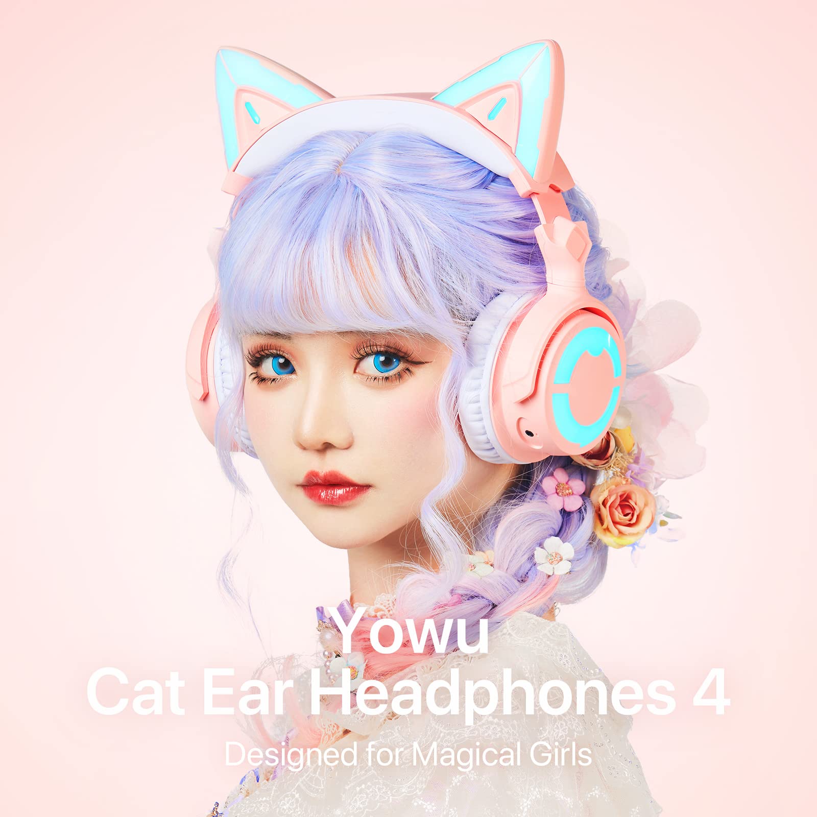 Mua YOWU RGB Cat Ear Headphone 4, Upgraded Wireless & Wired Gaming ...