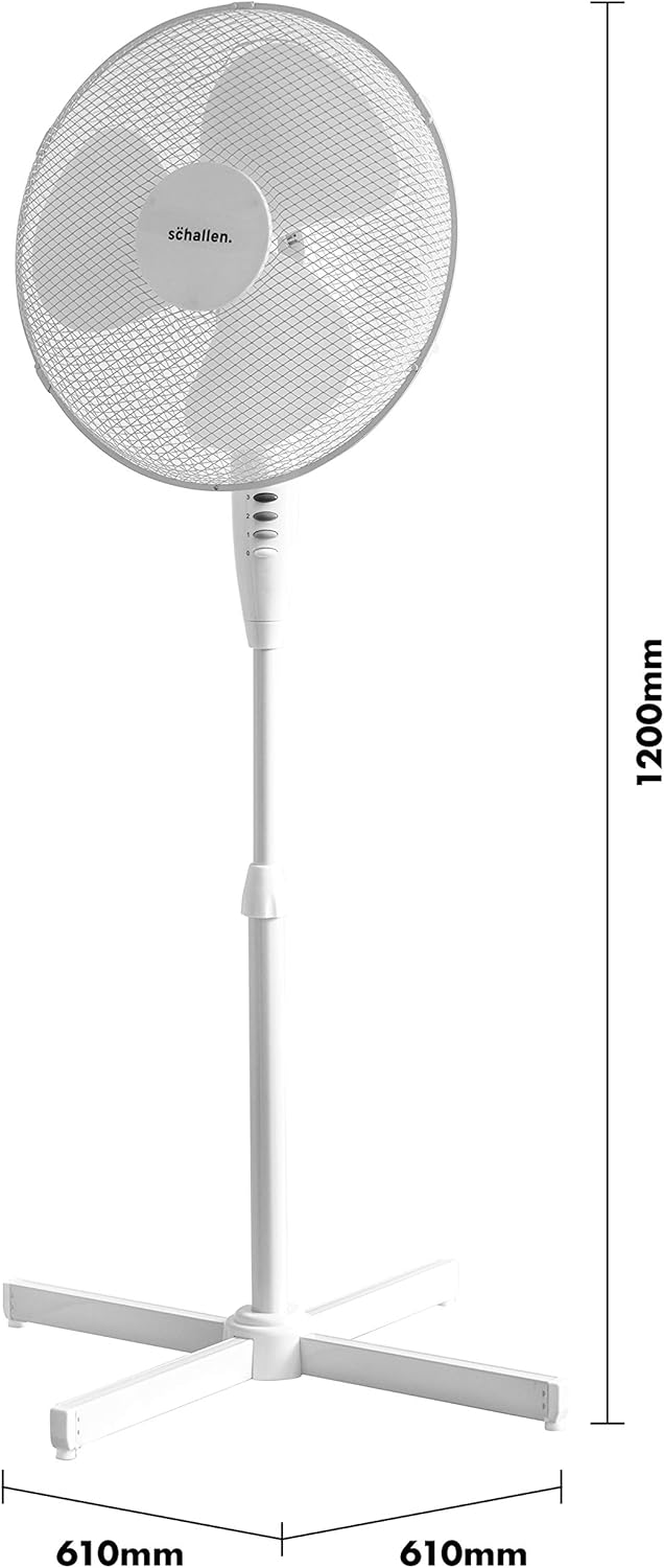 Schallen 16″ Electric Oscillating Floor Standing Tall Pedestal Air ...