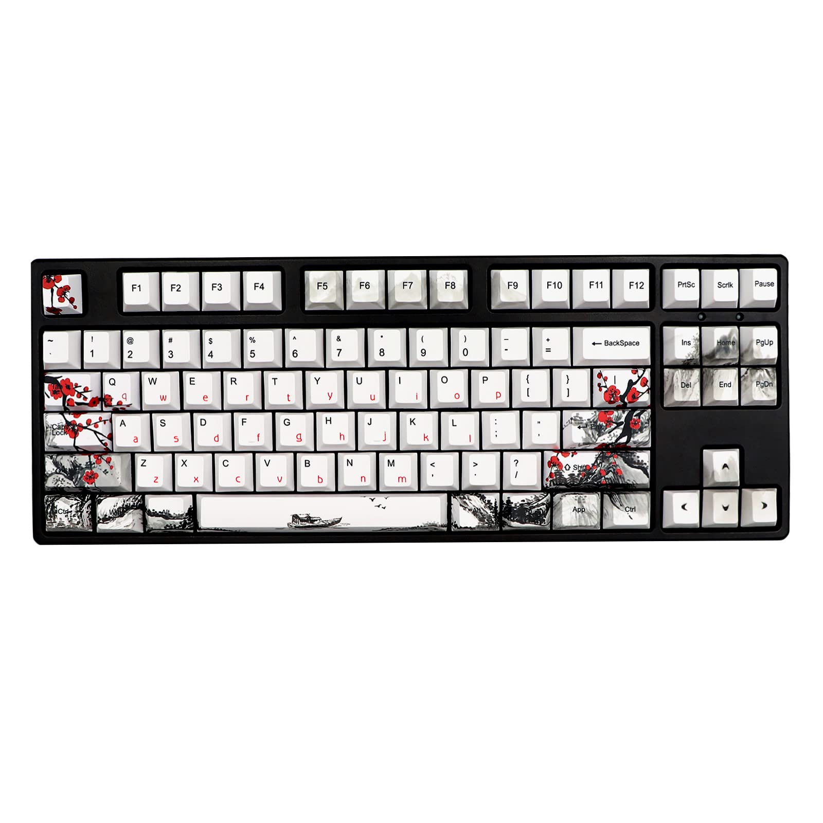 JSJT Plum Blossom Keycaps 110 Keys for Full Size Mechanical Keyboard ...