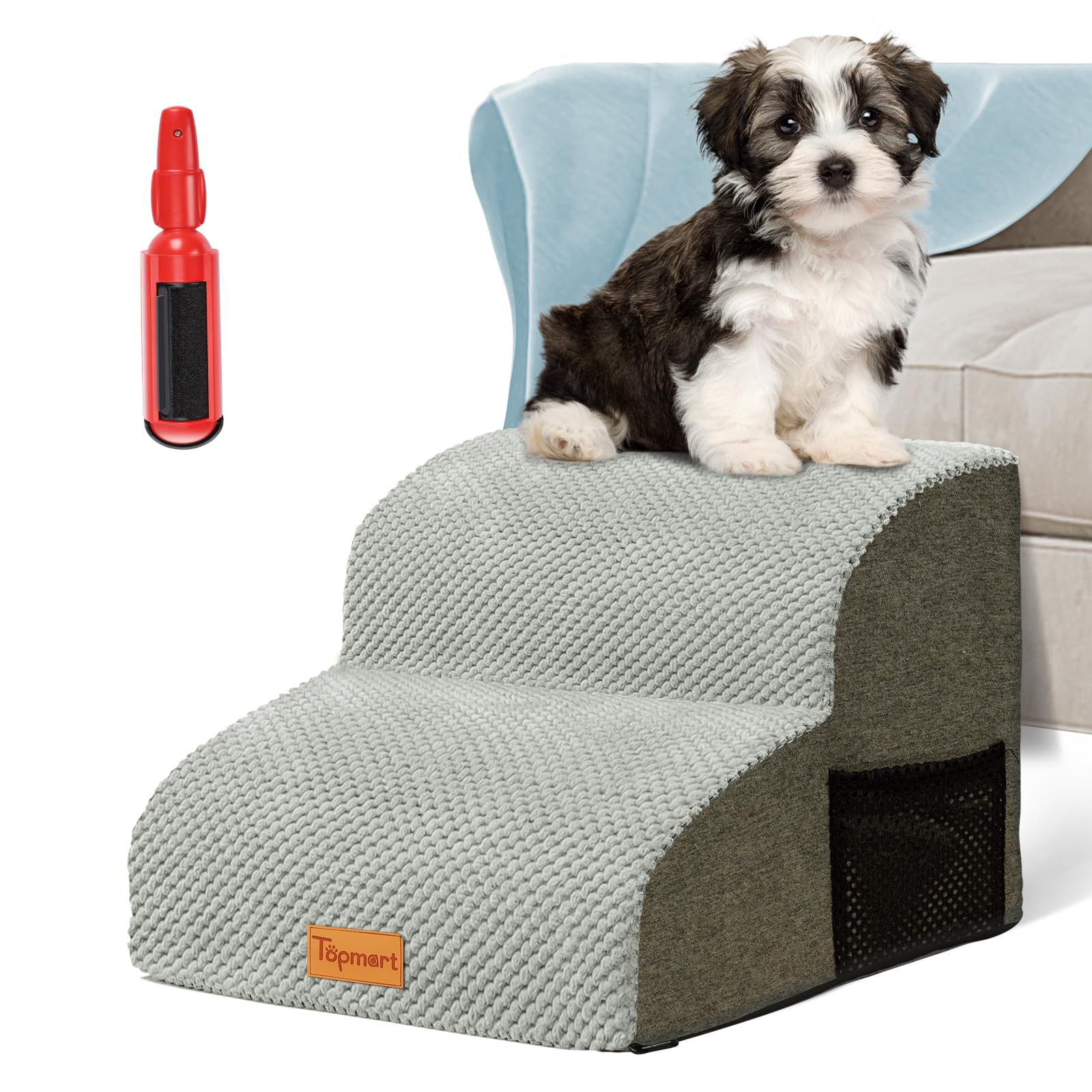 Topmart 2 Tiers Foam Dog Stairs/Steps for Small Dogs,Non-Slip Dog Ramp ...