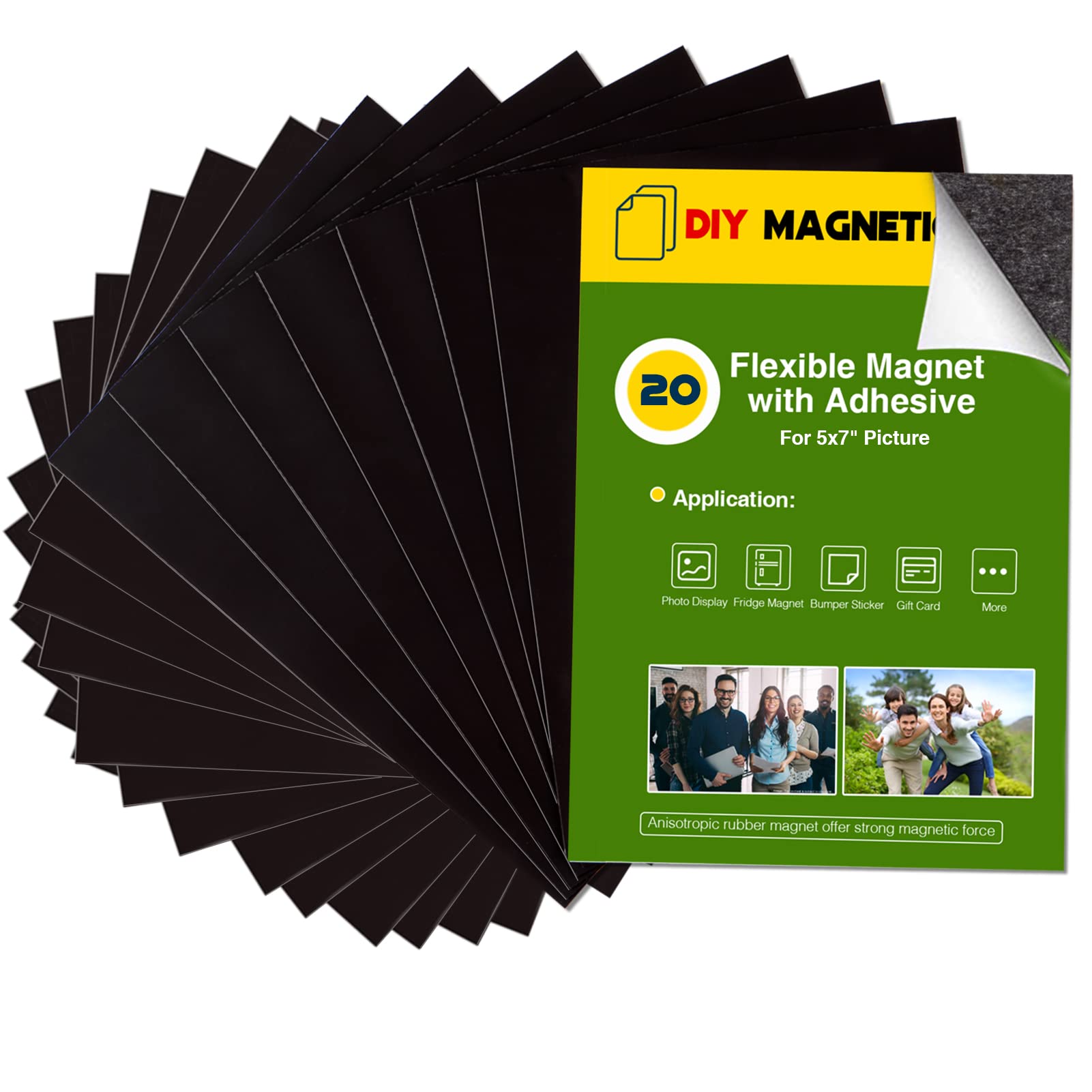 CHUNNIAO Magnet Sheets With Adhesive for 5x7 Pictures(Pack of 20 ...