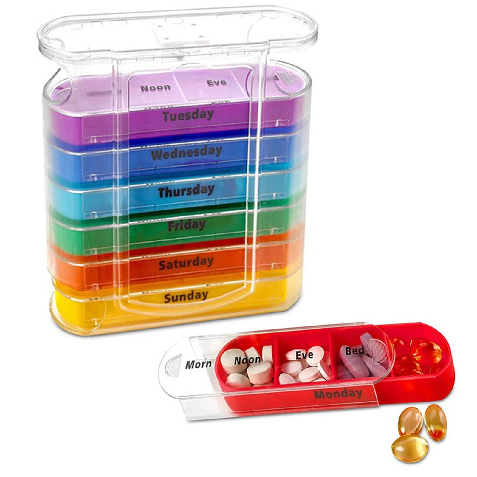 ABSOK Weekly Stackable Pill Organizer,4 Times A Day Pill Organizer Box ...