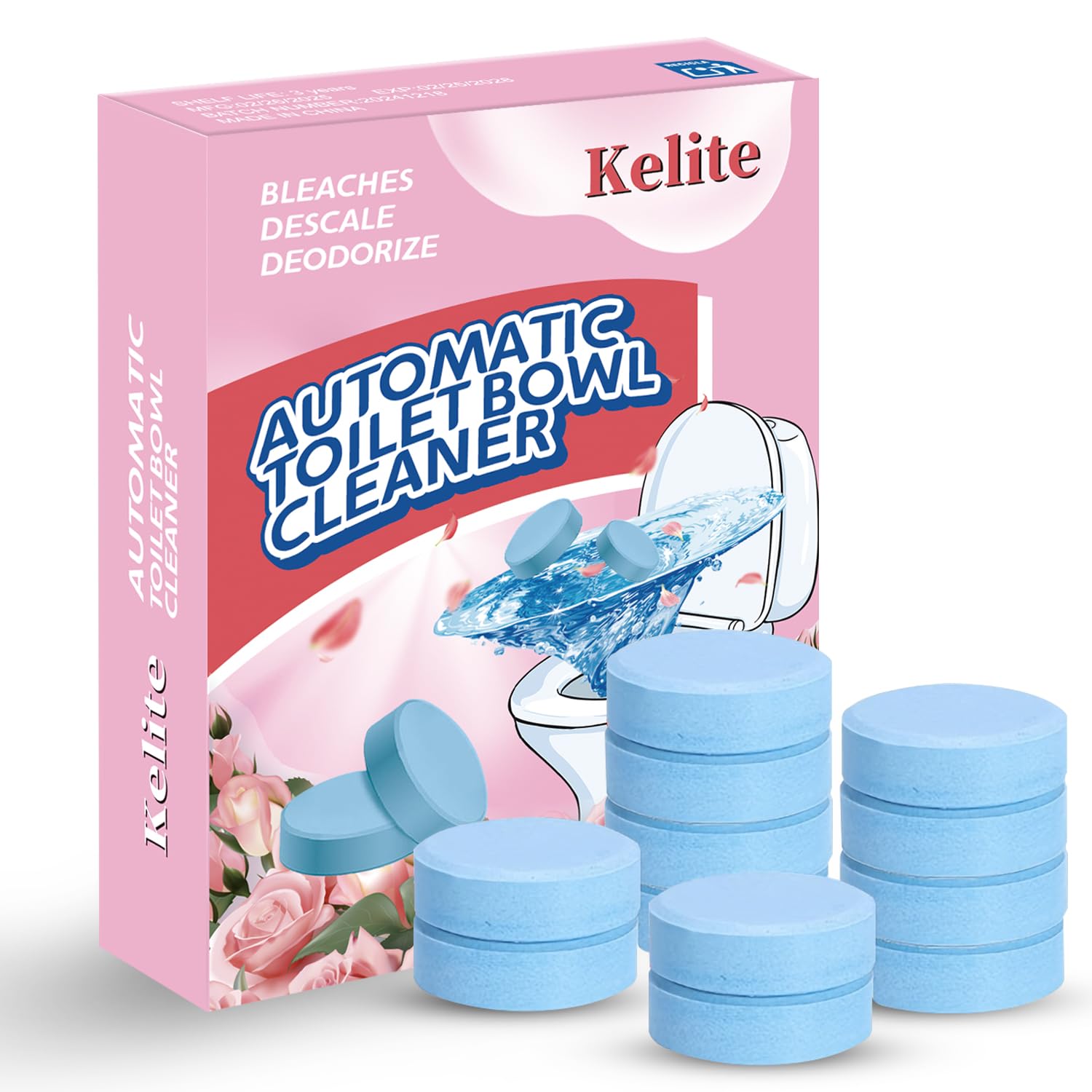 KELITE Toilet Bowl Tablets, Continuous Clean Toilet Drop In Discs, Each ...