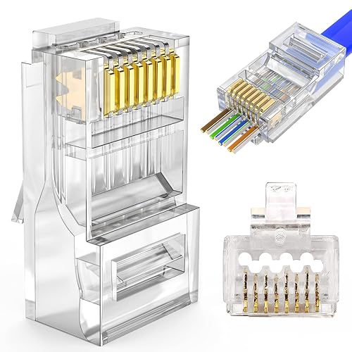 RJ45 Cat6 Cat6a Pass Through Connector 23AWG Ethernet Cable Ends for ...