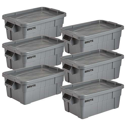 Rubbermaid Commercial Products BRUTE Tote Storage Bin with Lid, 14 ...