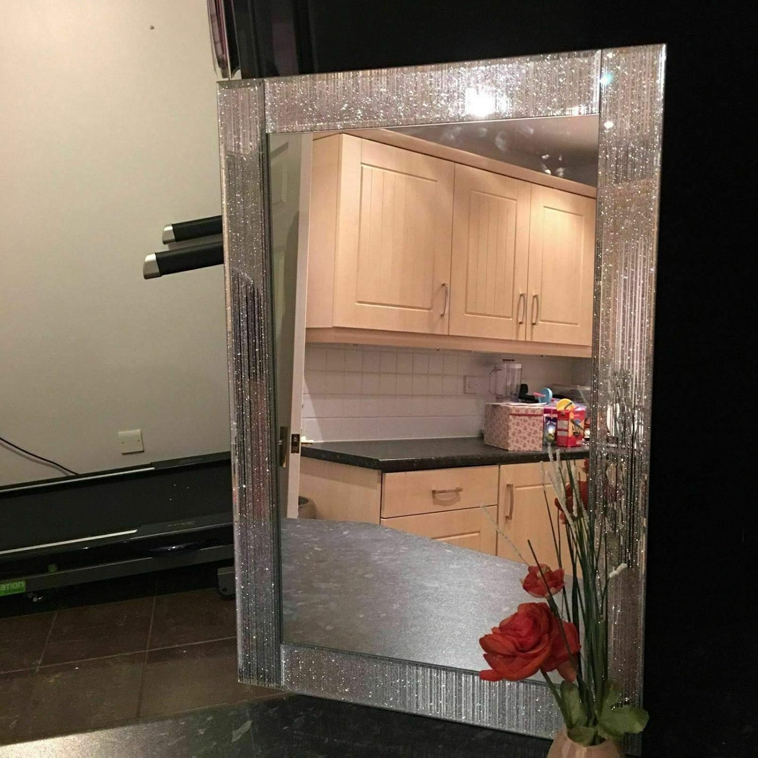 DEENZ Glitter Silver Mirror (40cm x 60cm): Amazon.co.uk: Kitchen & Home