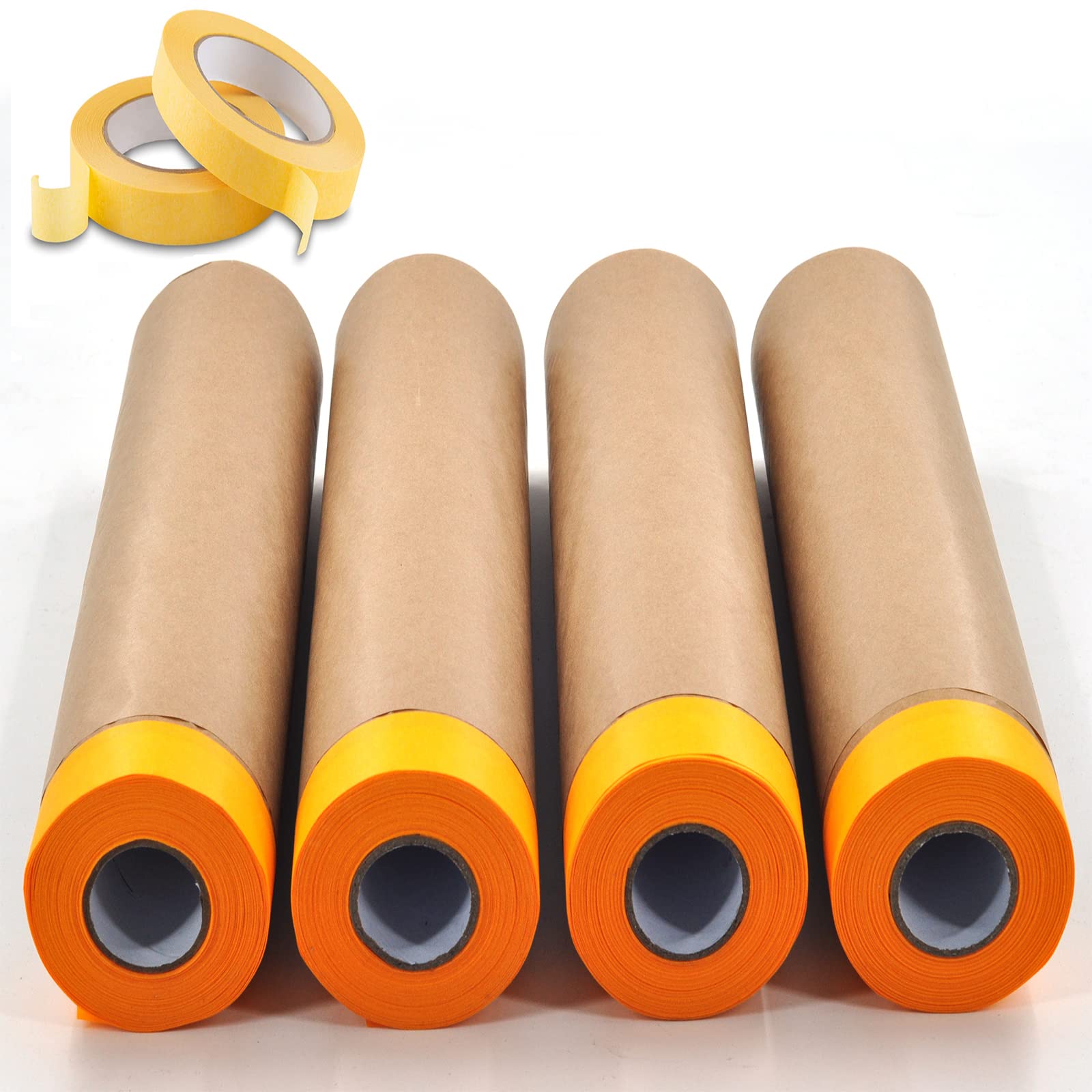 Pre-Taped Paint Masking Paper and Masking Tape Sets,4 Rolls 22inch ...
