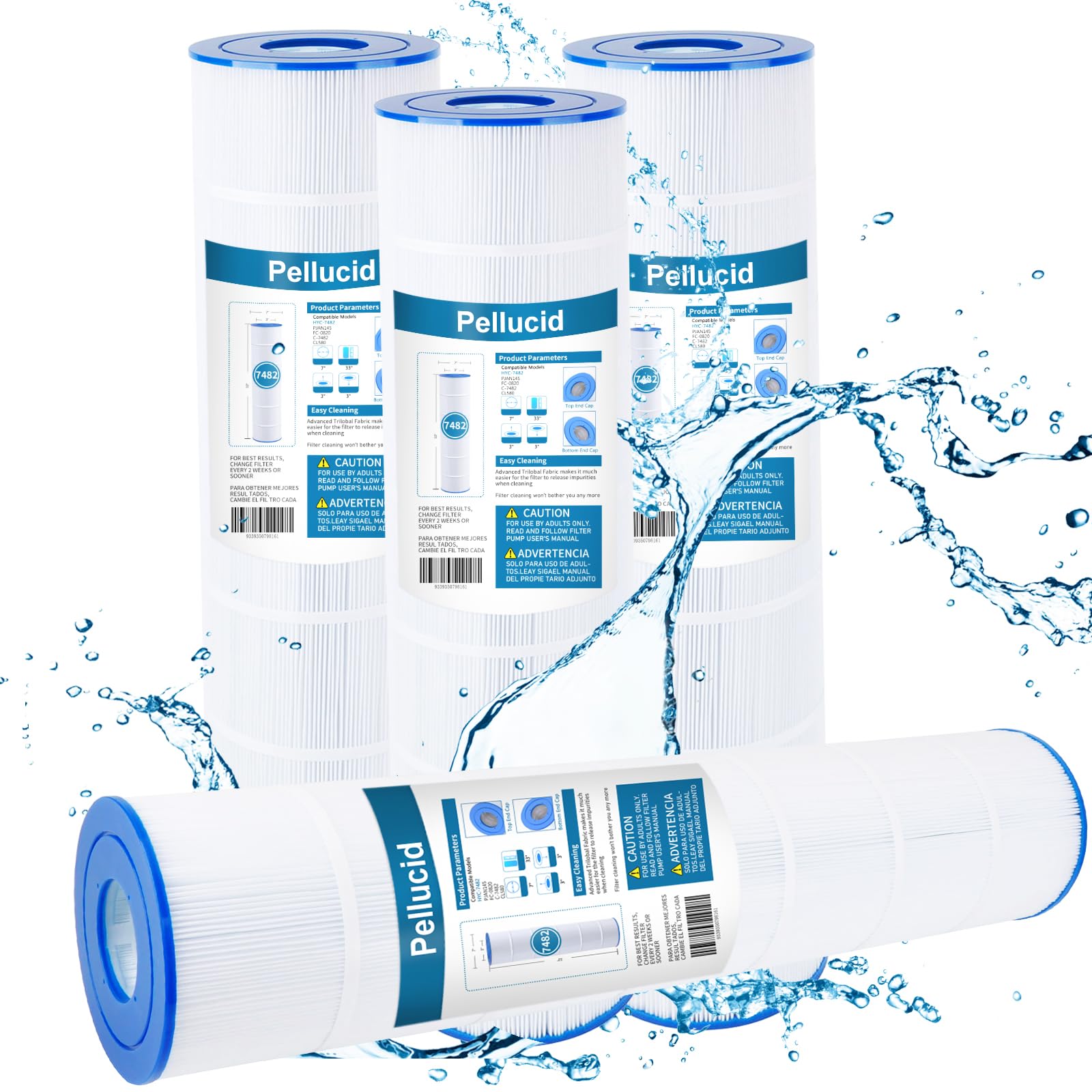 Pellucid 4 Pack C-7482 Pool Filter Compatible with Jandy CL580, CV580 ...