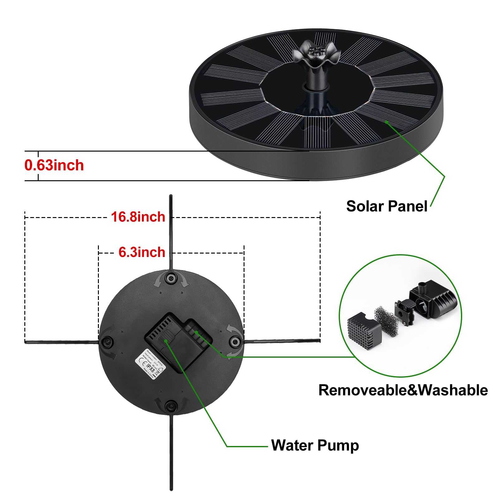 Mua SEIRMEP Solar Fountain Pump with Spray Height Adjustment, Upgrade ...