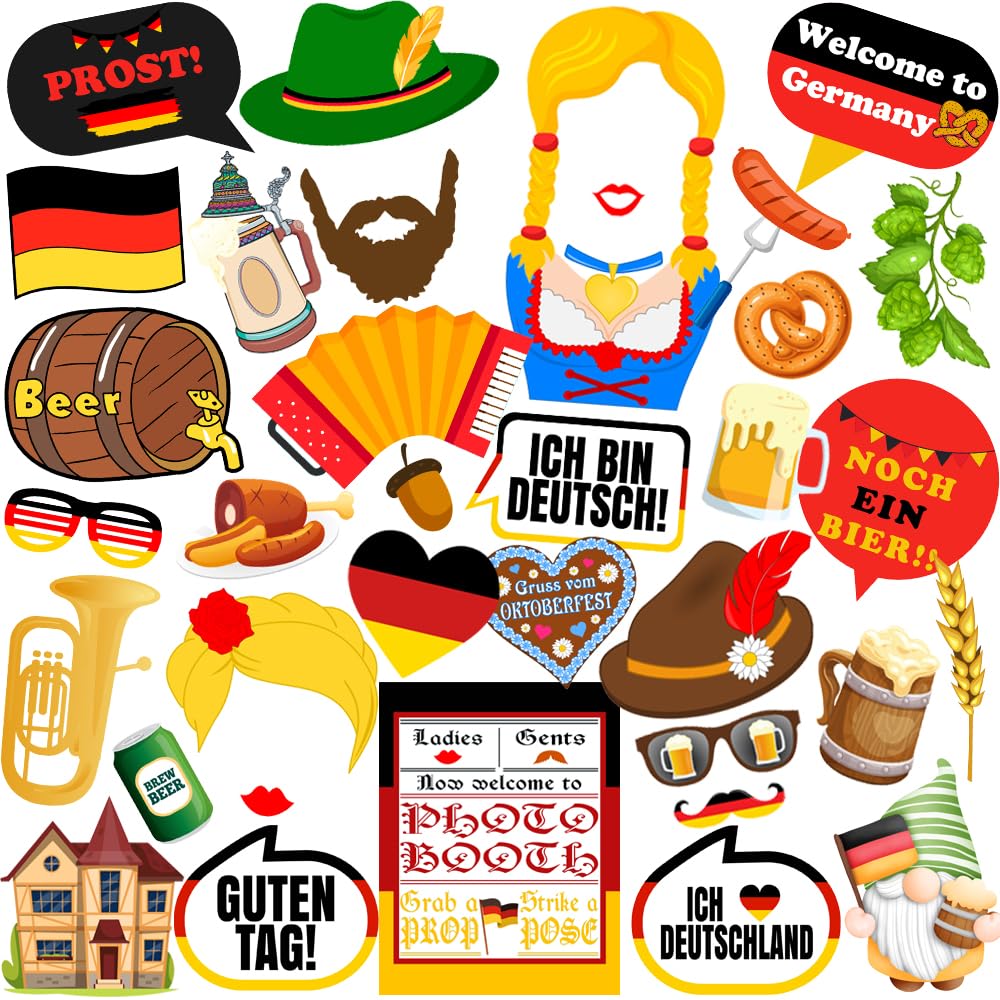 German Photo Booth Props, 37pcs Germany Photo Booth Props, Htabiol ...