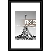 Amazon.com: 12x16 Black Gallery Picture Frame with 8x12 Mat - Includes ...