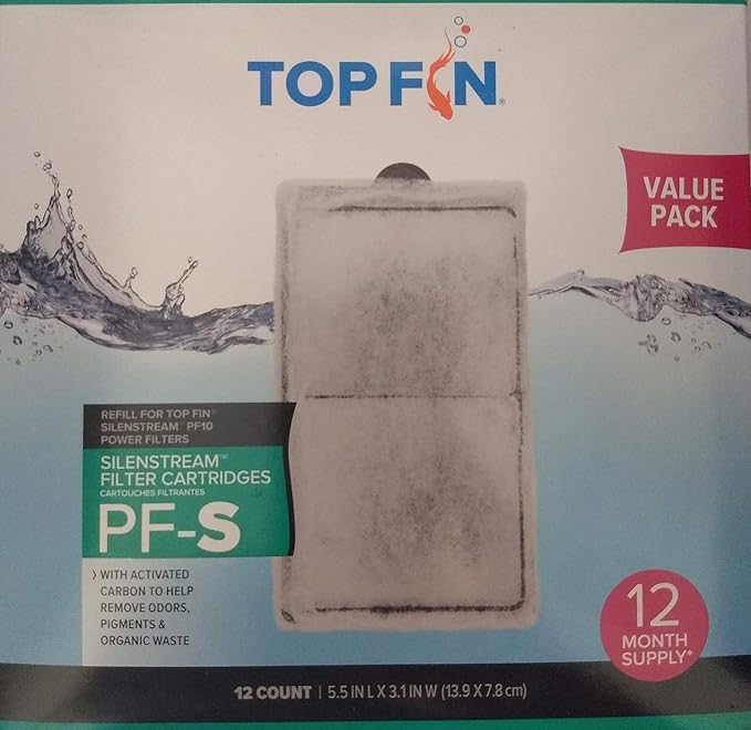 Top Fin Silenstream PF-S Refill for PF10 Power Filters 5.5in x 3.1- (12 ...