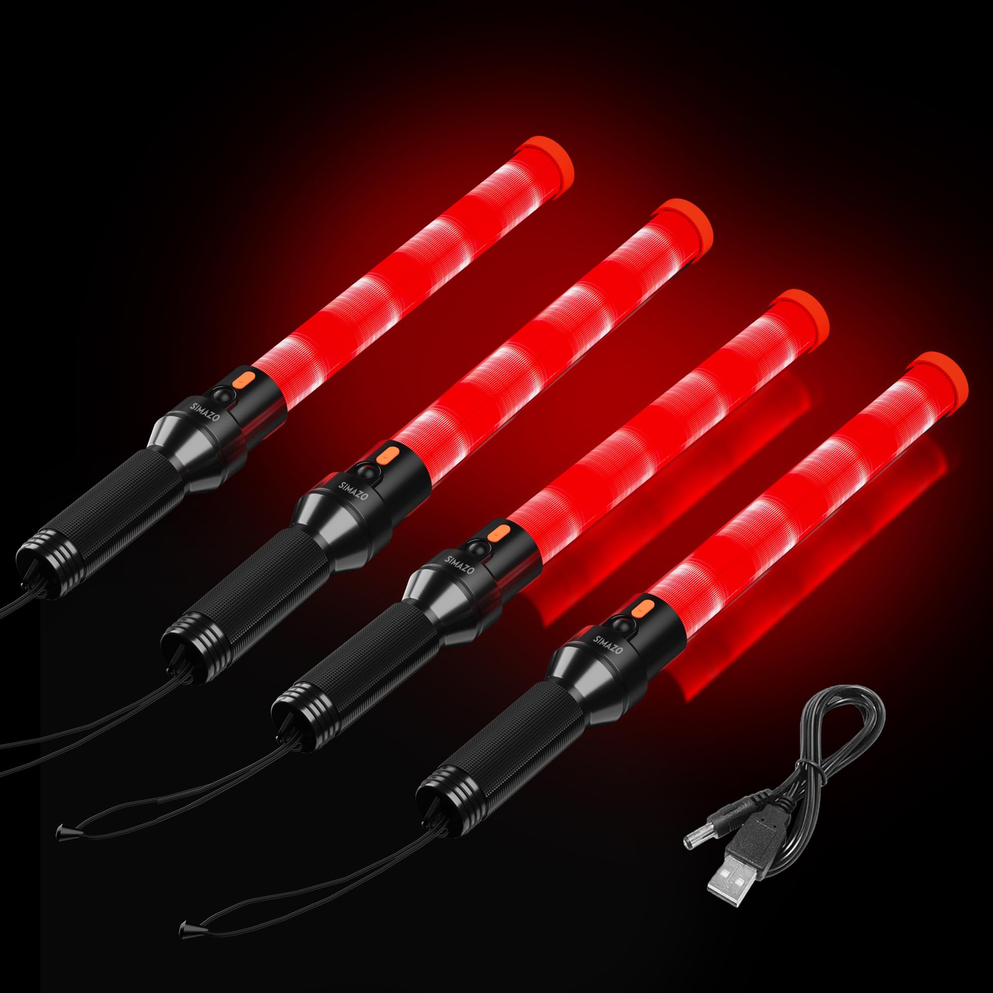 SIMAZO 4 Pack 16 Inch Rechargeable Traffic Wand, Multifunction Traffic ...