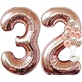 Amazon.com: Big 40 Inch 32 Balloon Numbers - Confetti Balloons | Rose ...