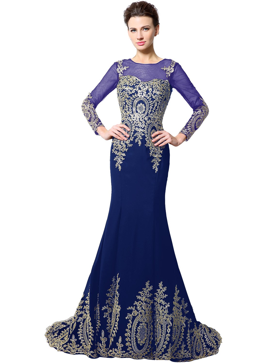 Sarahbridal Women's Embroidery Lace Mermaid Formal Evening Prom Dresses ...