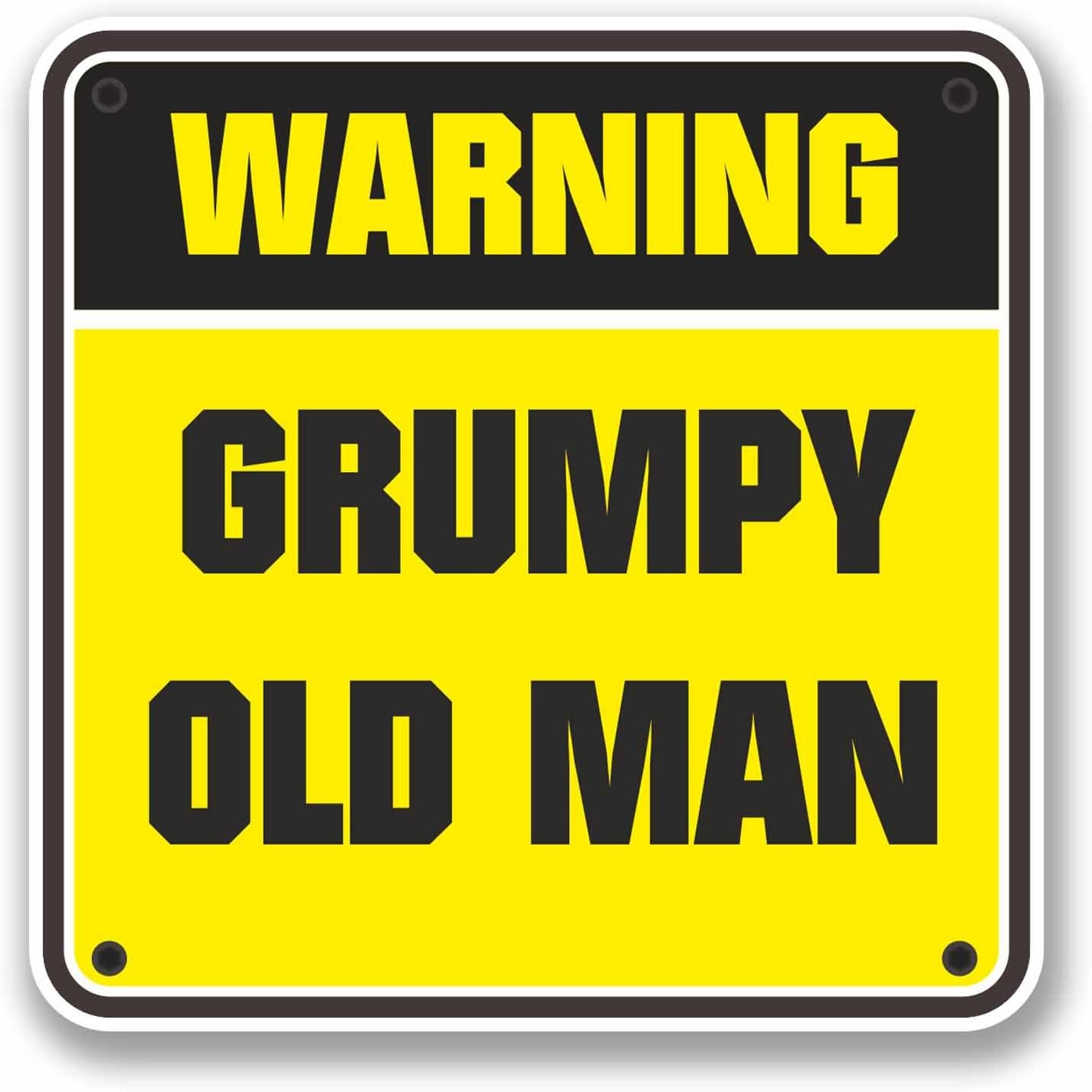 2 x 10cm Grumpy Old Man Warning Sign Vinyl Sticker Laptop Dad Joke Gift ...