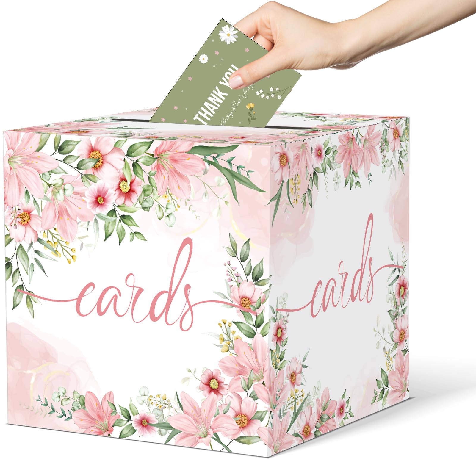 Watercolor Pink Floral Card Box Wedding Card Box Holder Gift Cards ...