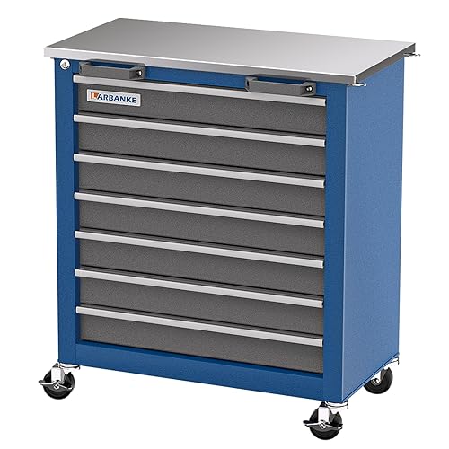 7-Drawer Rolling Tool Chest with Key Locking System,Tool Chest with 360° Lockable Wheels and ...