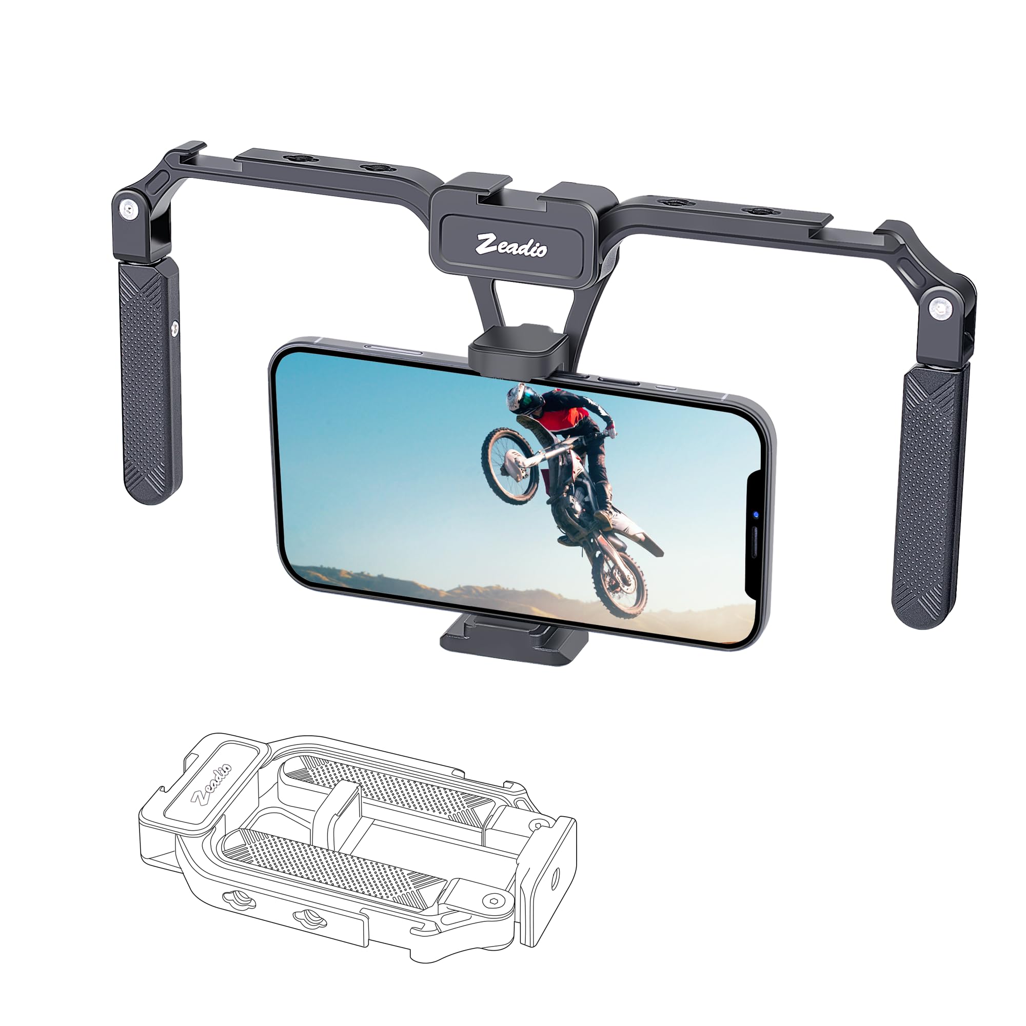 Zeadio Aluminum Smartphone Stabilizer Grip, Foldable Cellphone Video ...