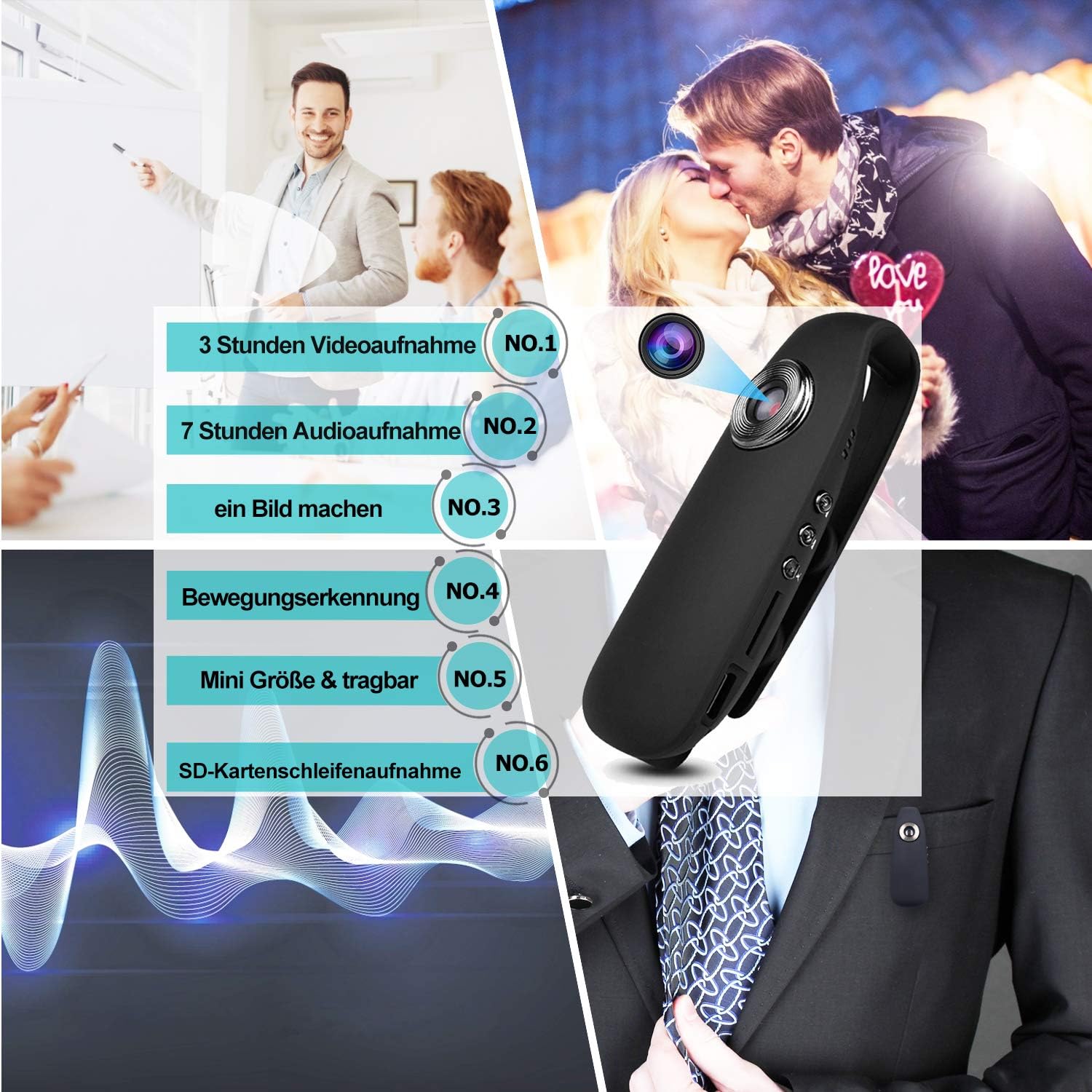 KAMREA Mini Spy Hidden Camera, Full HD 1080P Portable Pocket Clip ...