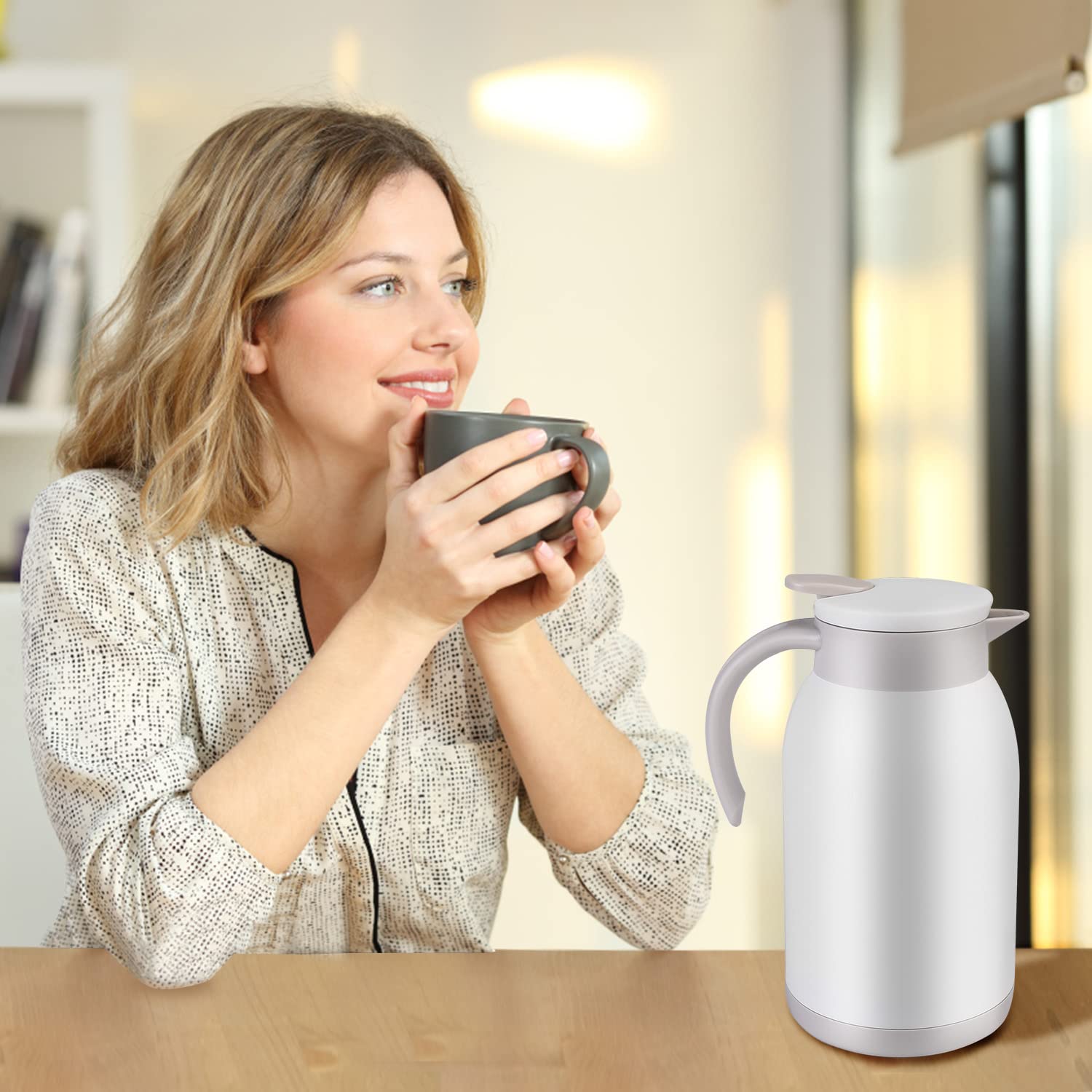 Mua Stainless Steel Thermal Coffee Carafe Dispenser, Unbreakable Double ...