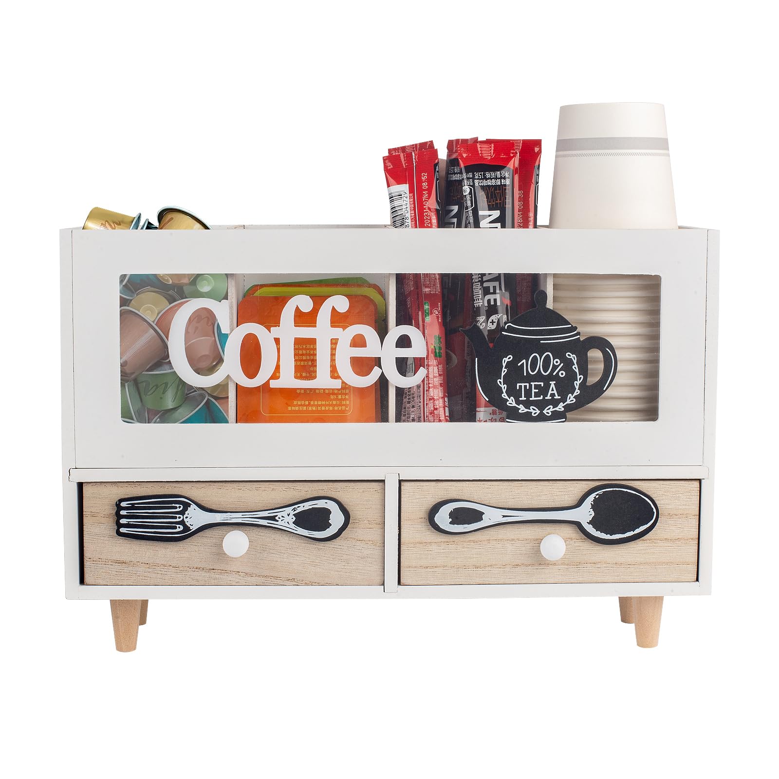 Guolich Wooden Coffee Box Storage Organizer,Holds Tea Bags and Tea ...