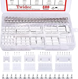 Amazon.com: Twidec/500PCS 2.54mm JST Connector Kit with 2/3/4/5/6 Male and Female Pin Housing ...
